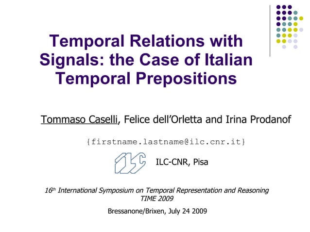 Temporal Relations with Signals: the case of Italian Temporal ...