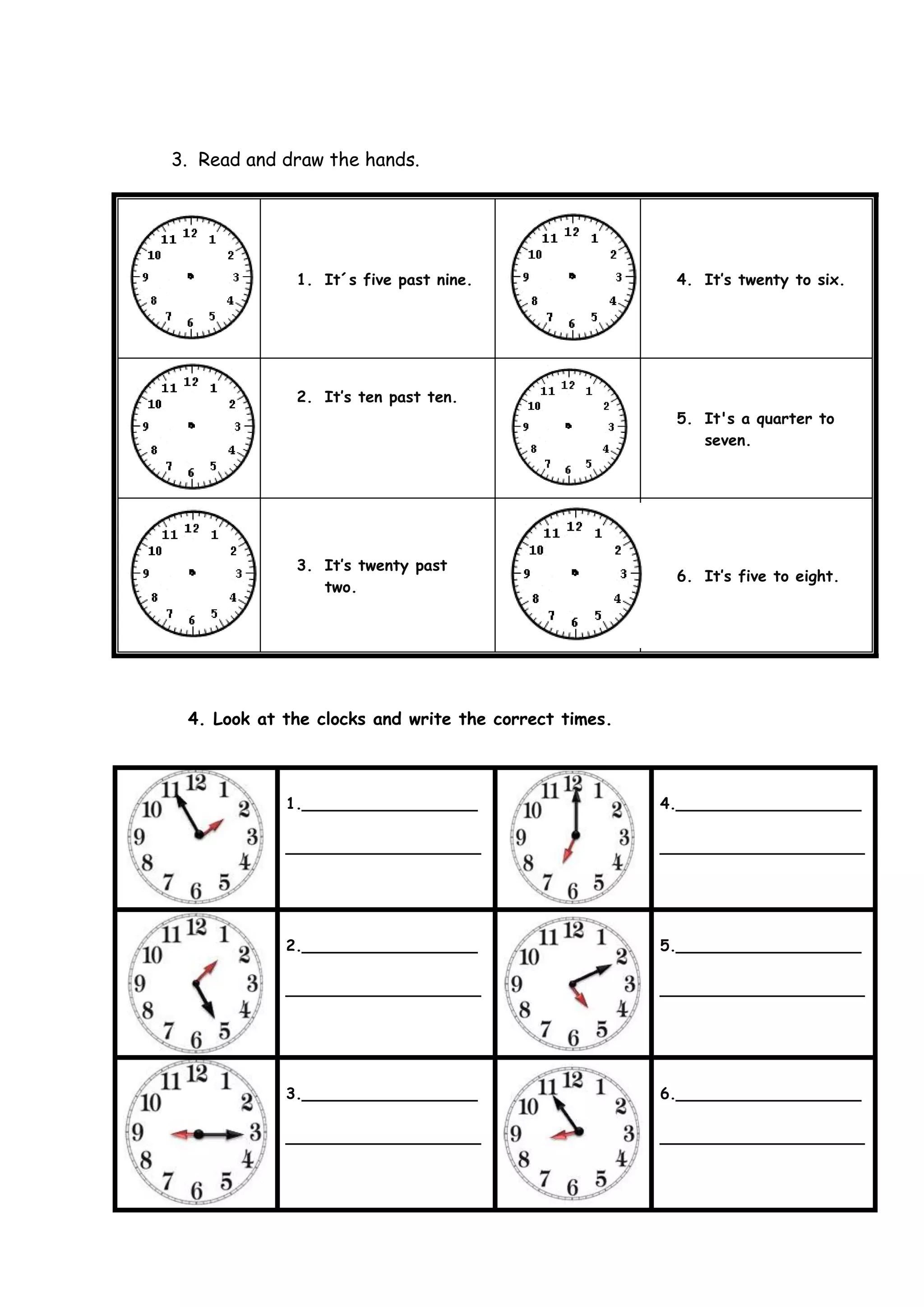 Telling the time: worksheet | DOCX