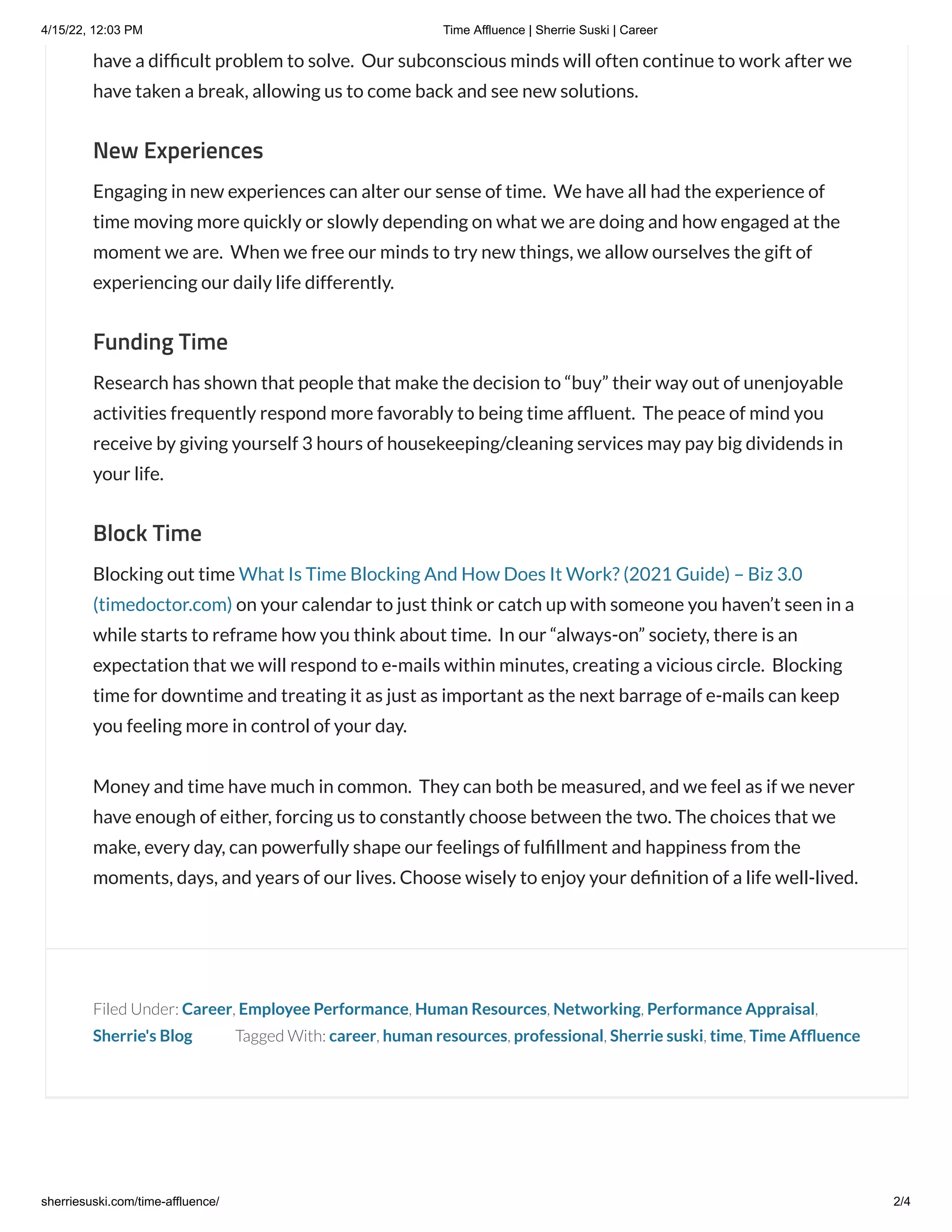 Time Affluence | PDF | Business | Business and Finance