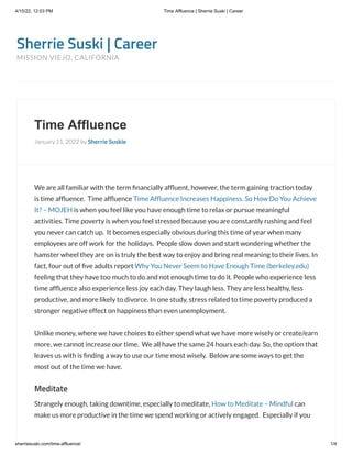 Time Affluence | PDF | Business | Business and Finance