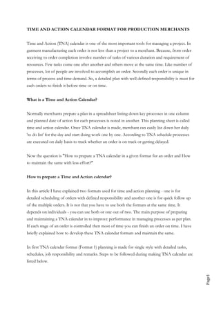 Time and action calendar format for production merchants | DOC