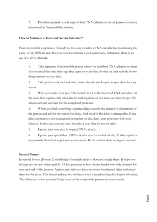 Time and action calendar format for production merchants | DOC