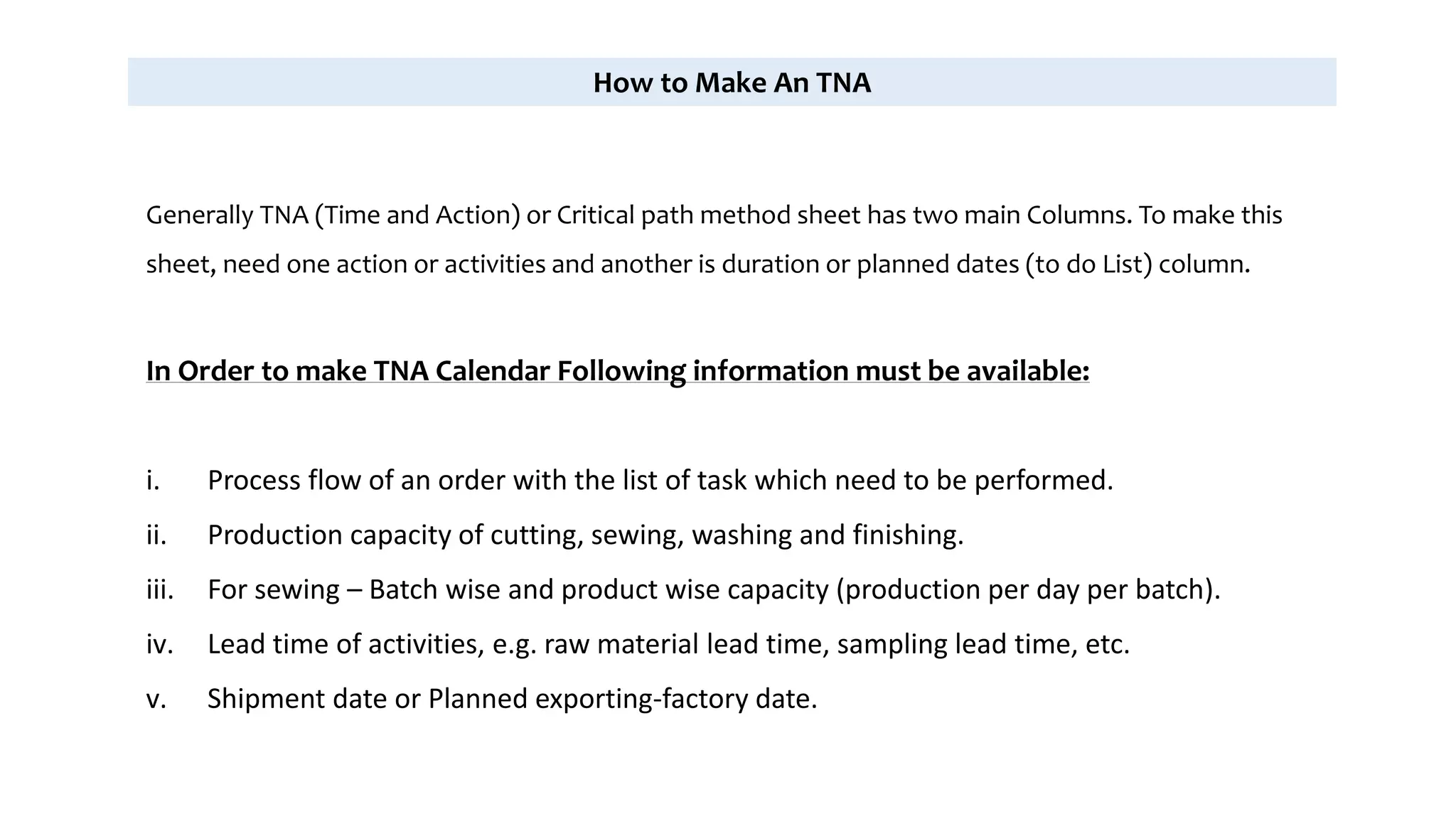 Time and Action planning (TNA) | PPTX