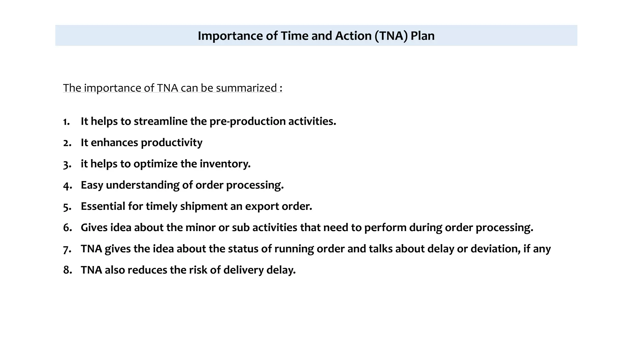 Time and Action planning (TNA) | PPTX