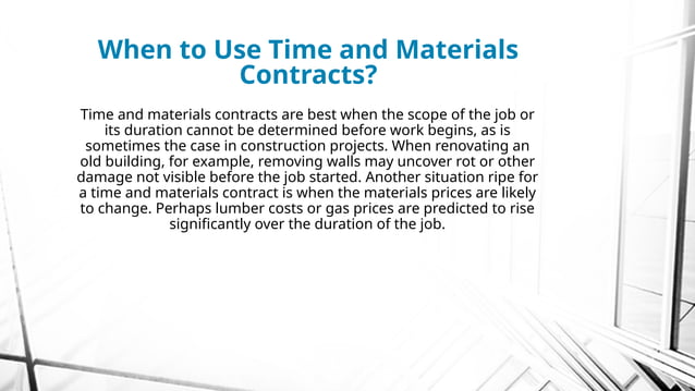 A Time and Material (T&M) Contract , project agreement | PPTX