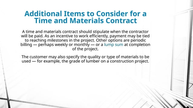 A Time and Material (T&M) Contract , project agreement | PPTX