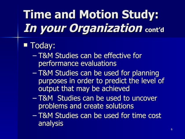 Time And Motion Study | PPT | Business | Business and Finance