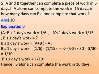 Time and work questions and answers | PDF | Homework and Study | Education