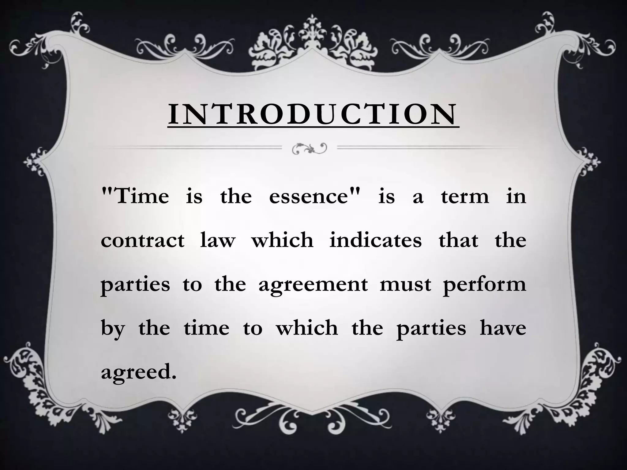 Time as the essence of a contract | PPTX