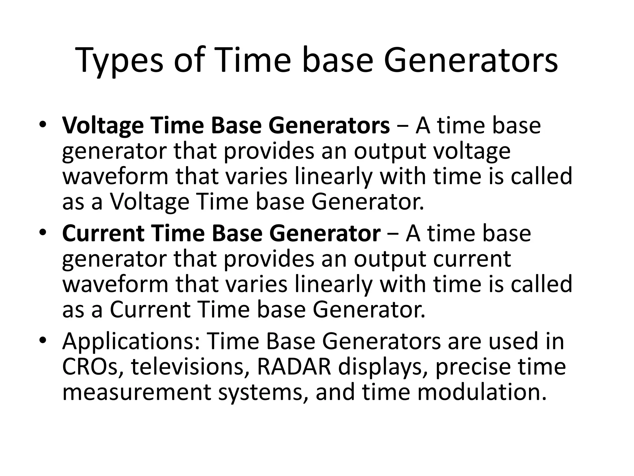 Time Base Generators Or Sweep Circuitspptx Physics Science