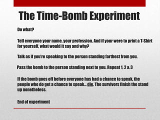 The Time Bomb Experiment | PPTX