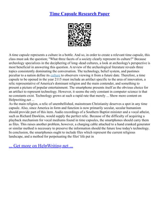 Time Capsule Project | PDF