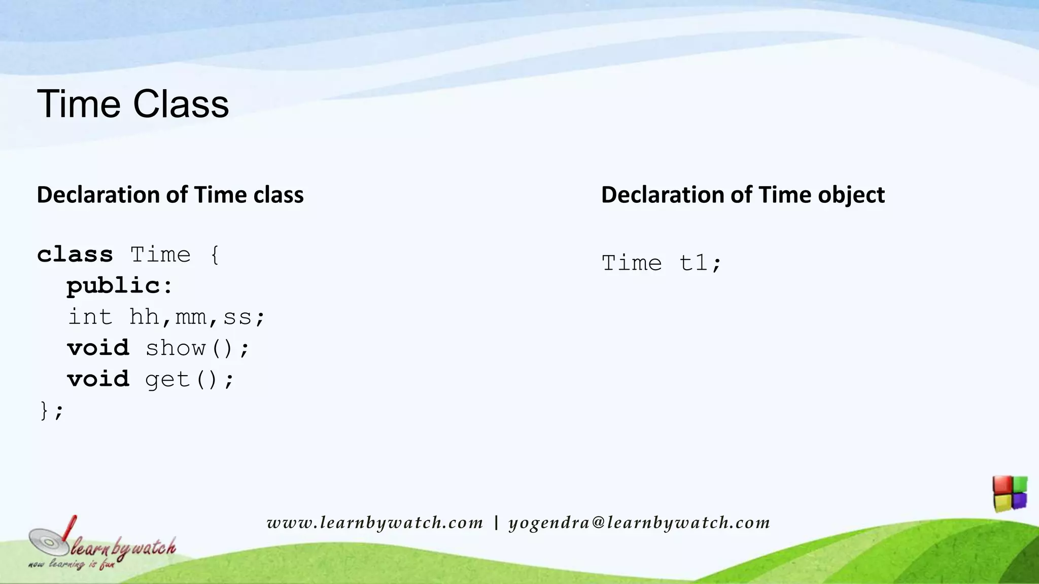 Write a Time Class in C++ | PPTX