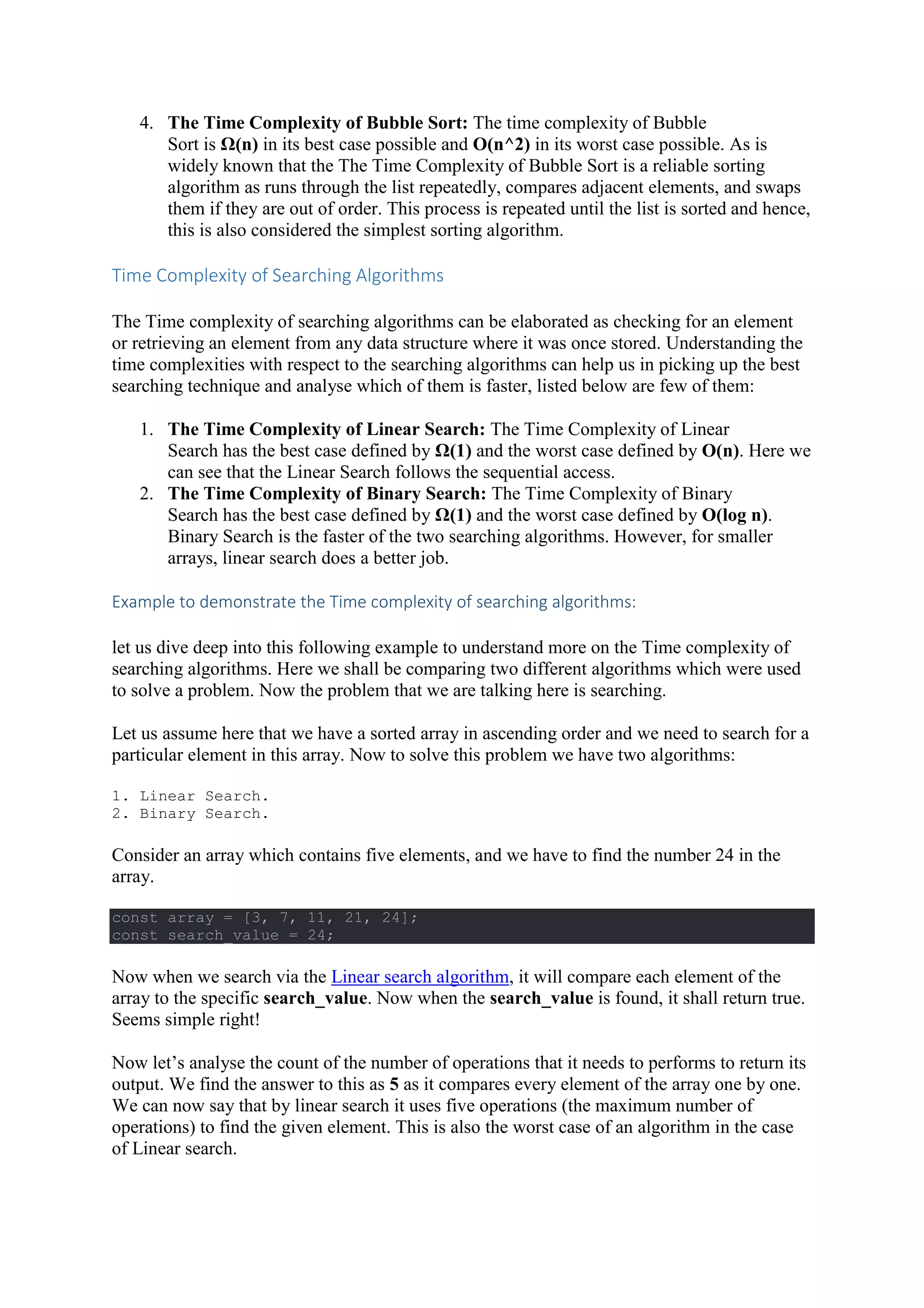 Time Complexity Analysis In Data Structure Docx