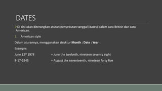 Time, days, months, dates, and years (ppt) | PPTX