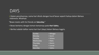 Time, days, months, dates, and years (ppt) | PPTX