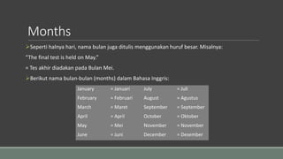 Time, days, months, dates, and years (ppt) | PPTX