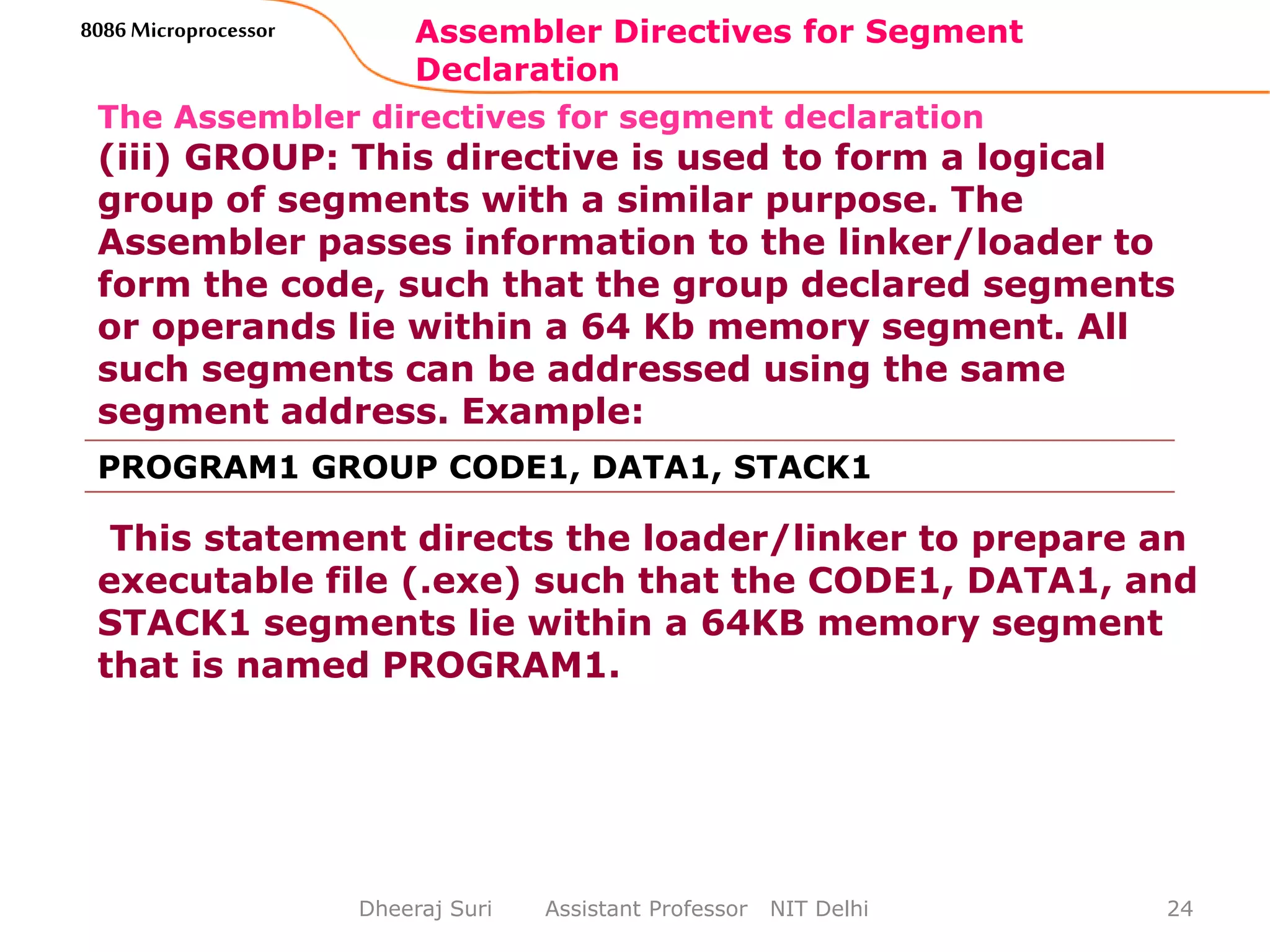 Time delay programs and assembler directives 8086 | PPTX