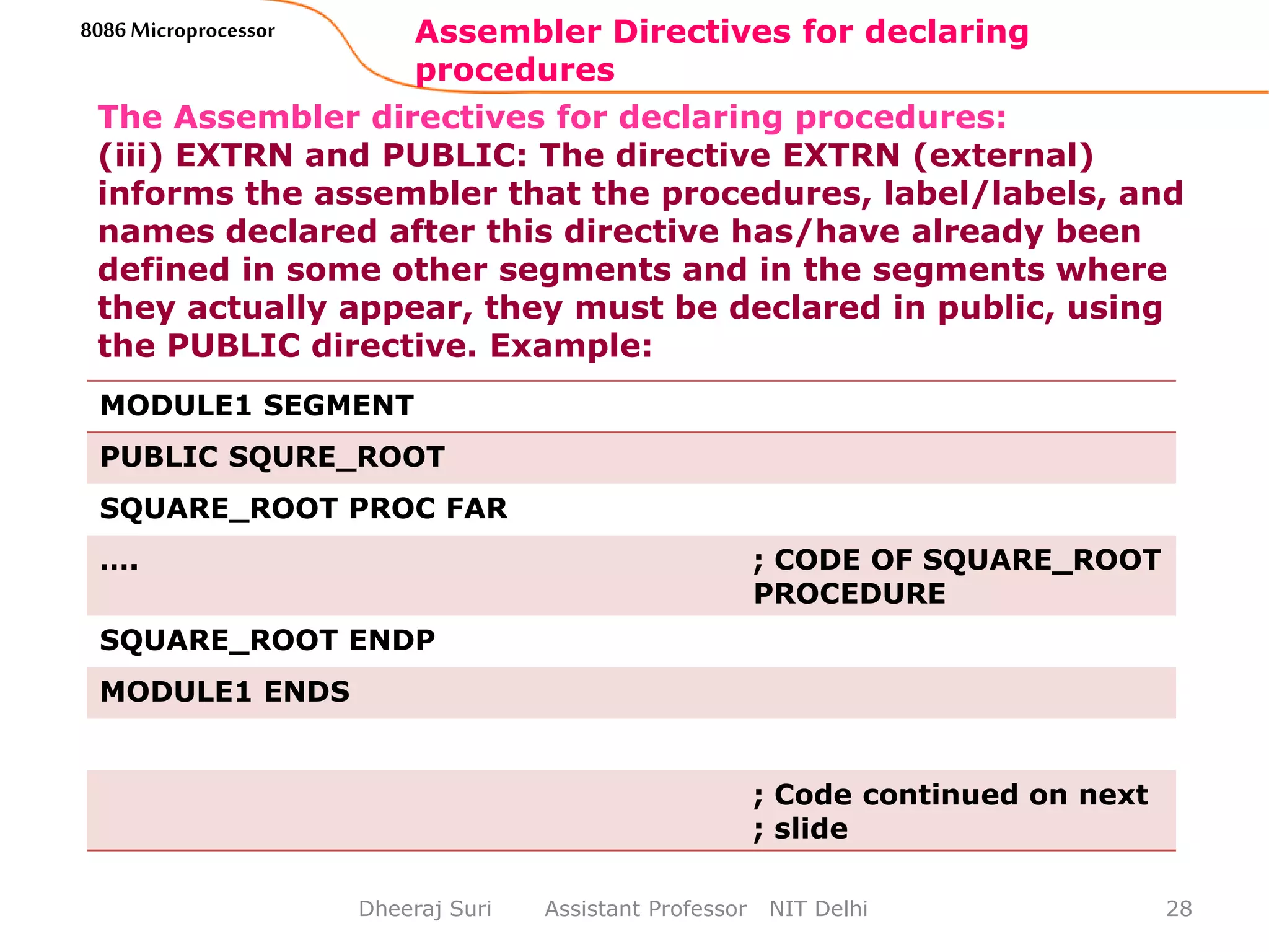 Time delay programs and assembler directives 8086 | PPTX