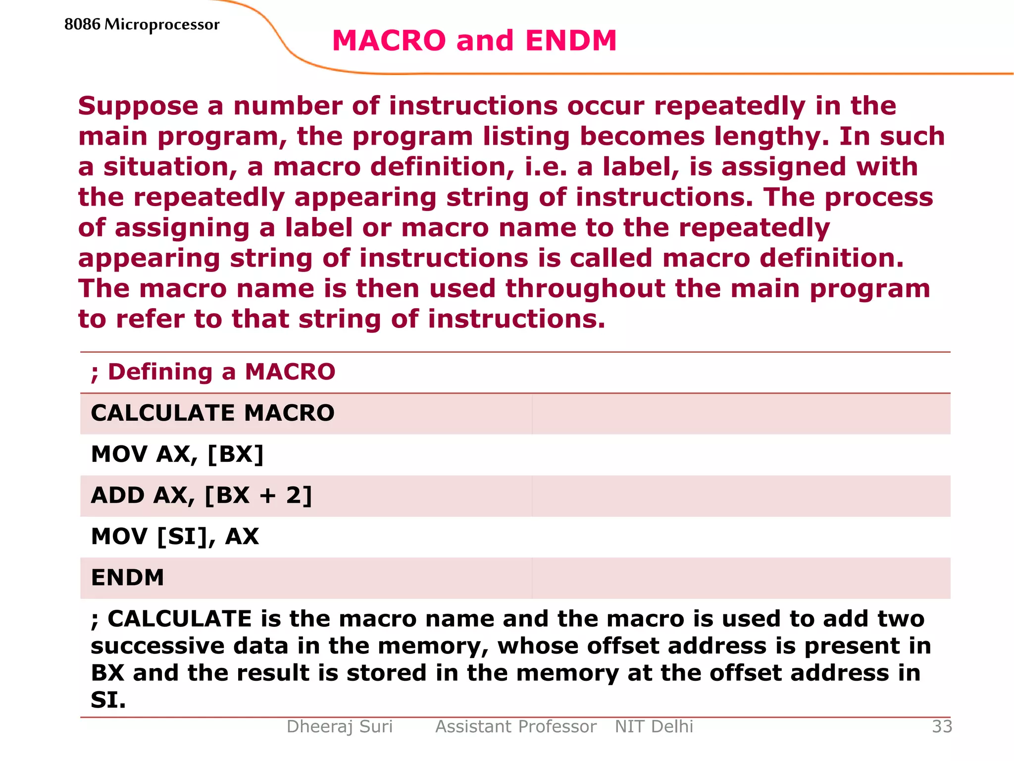 Time delay programs and assembler directives 8086 | PPTX