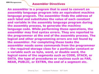 Time delay programs and assembler directives 8086 | PPTX
