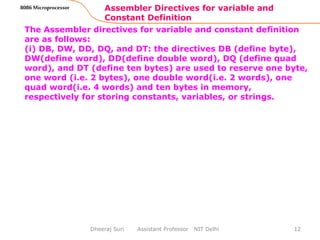 Time delay programs and assembler directives 8086 | PPTX