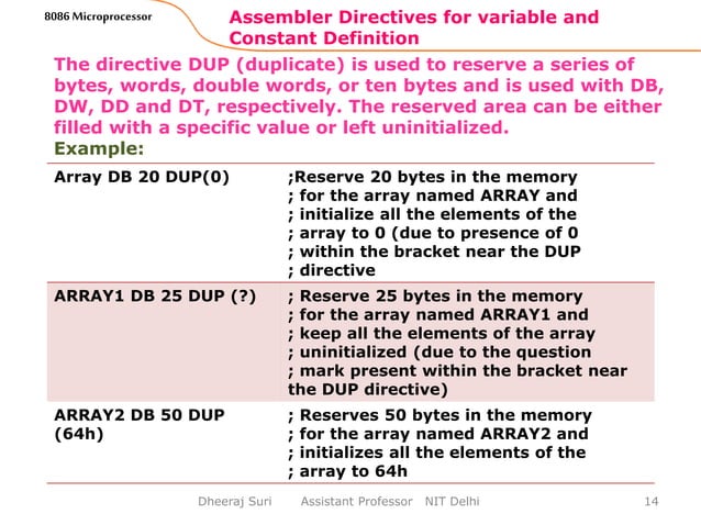 Time delay programs and assembler directives 8086 | PPTX