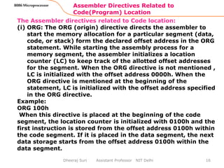 Time delay programs and assembler directives 8086 | PPTX