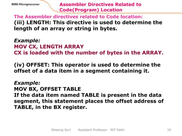 Time delay programs and assembler directives 8086 | PPTX