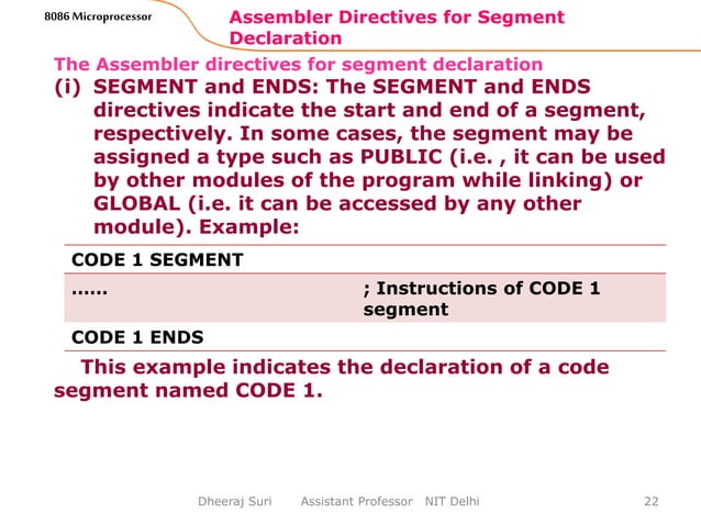 Time delay programs and assembler directives 8086 | PPTX