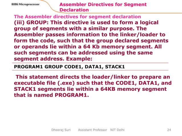 Time delay programs and assembler directives 8086 | PPTX