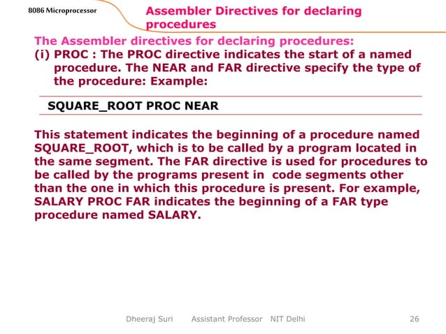 Time delay programs and assembler directives 8086 | PPTX