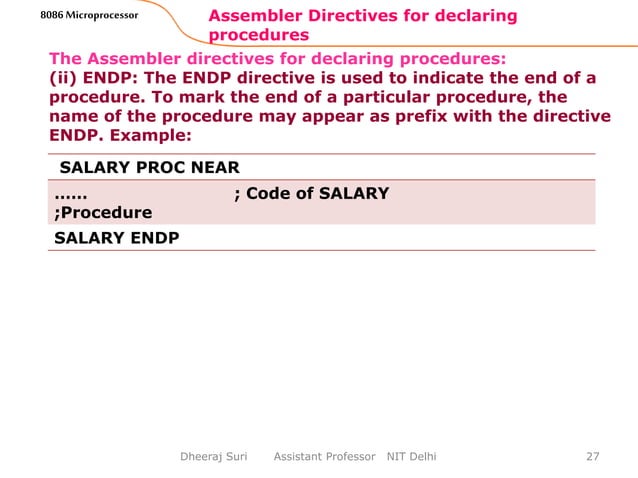 Time delay programs and assembler directives 8086 | PPTX