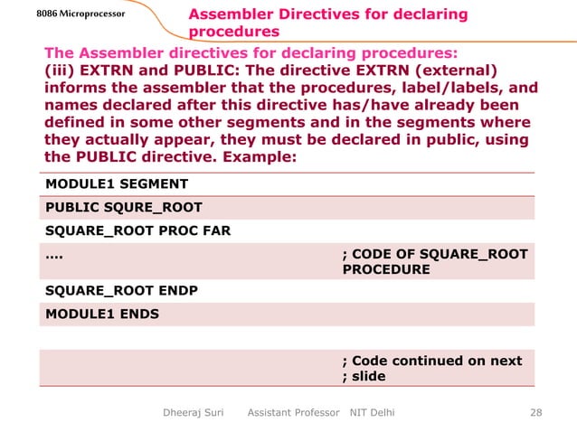 Time delay programs and assembler directives 8086 | PPTX