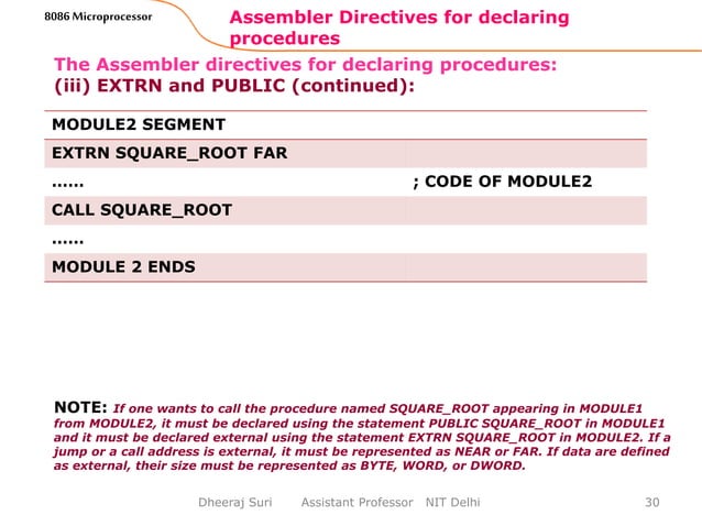 Time delay programs and assembler directives 8086 | PPTX