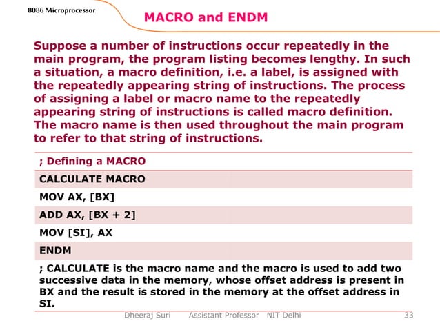 Time delay programs and assembler directives 8086 | PPTX