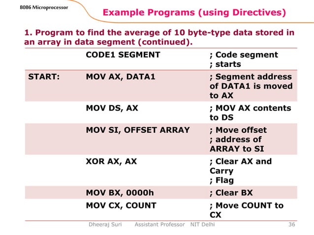 Time delay programs and assembler directives 8086 | PPTX