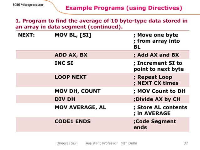 Time Delay Programs And Assembler Directives 8086 Ppt 8048