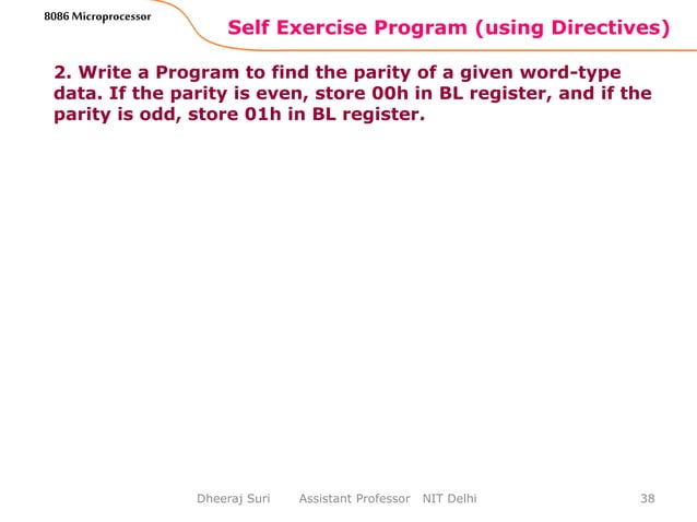 Time delay programs and assembler directives 8086 | PPTX