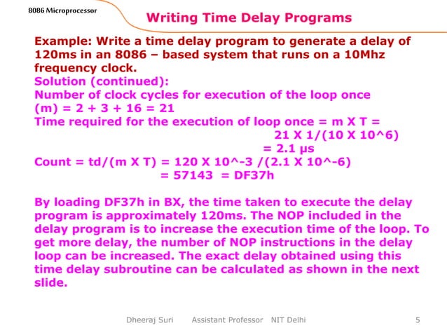 Time delay programs and assembler directives 8086 | PPTX