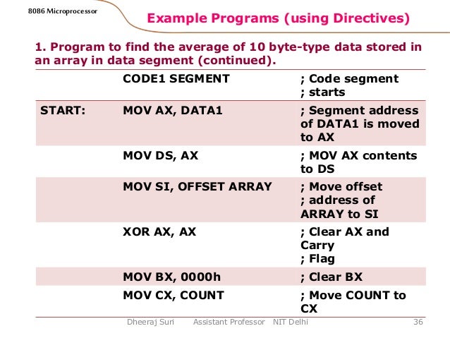 Time Delay Programs And Assembler Directives 8086