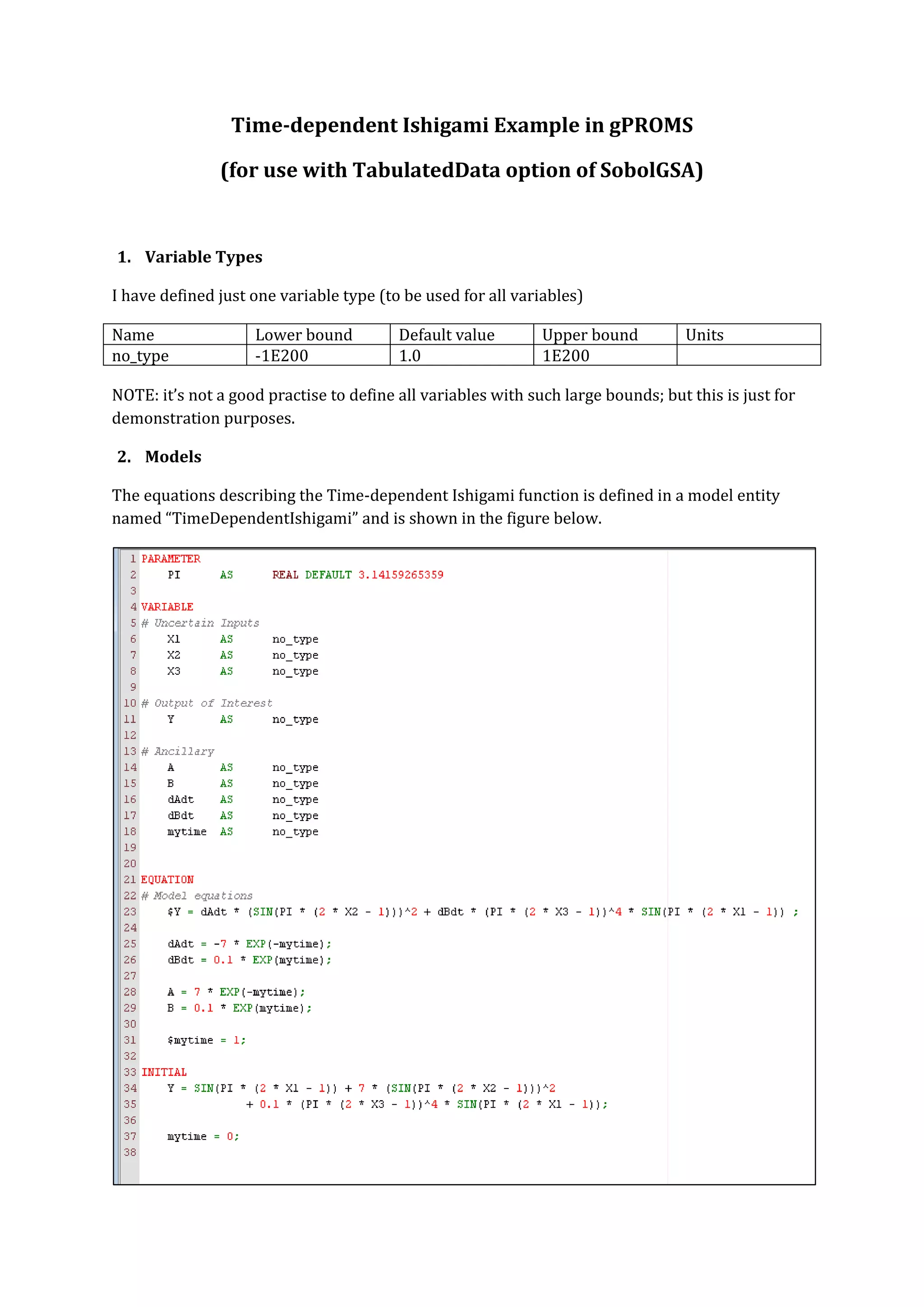 Time dependentishigami in gproms | PDF
