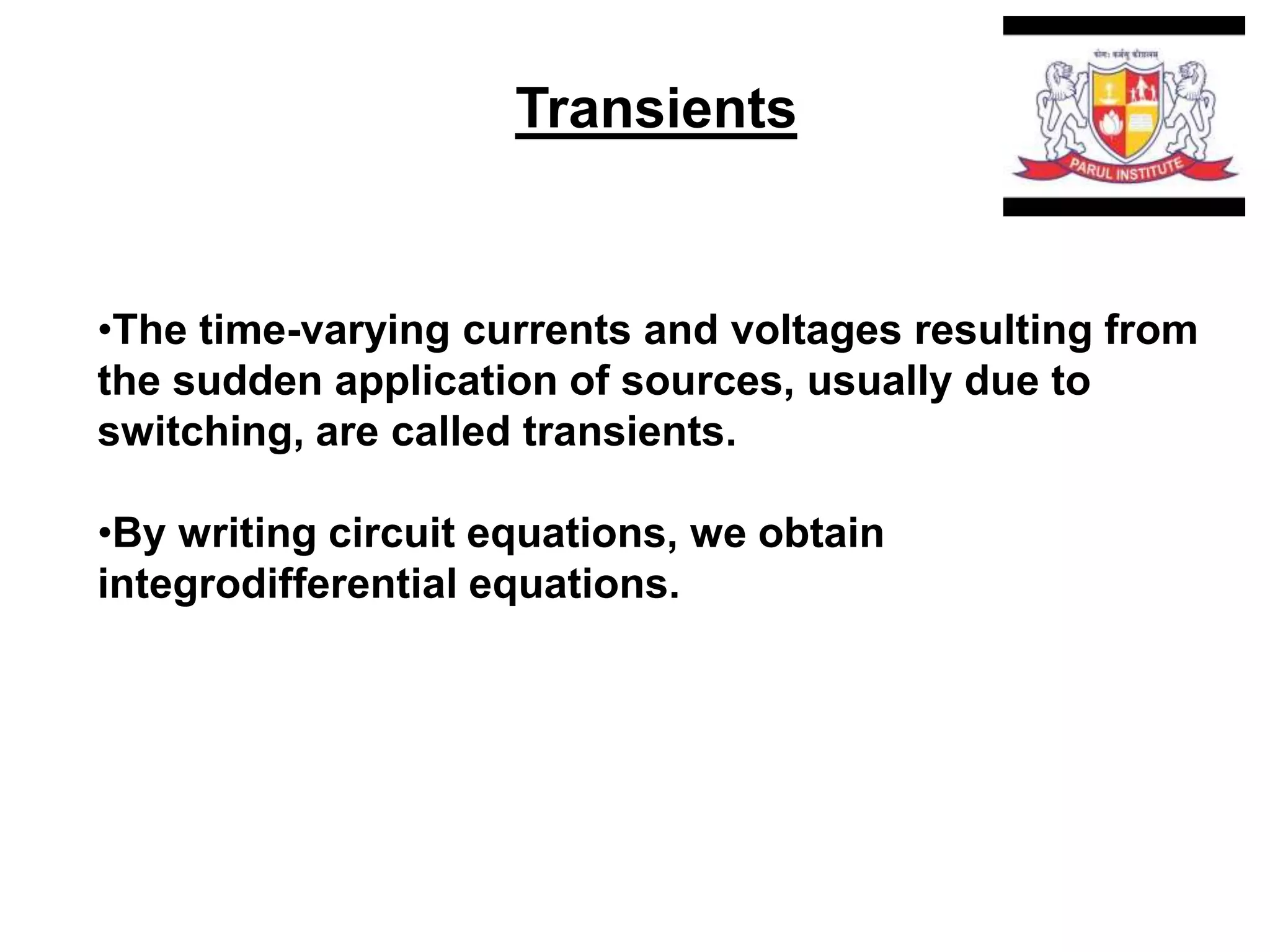 Time domain response in rc & rl circuits | PPTX