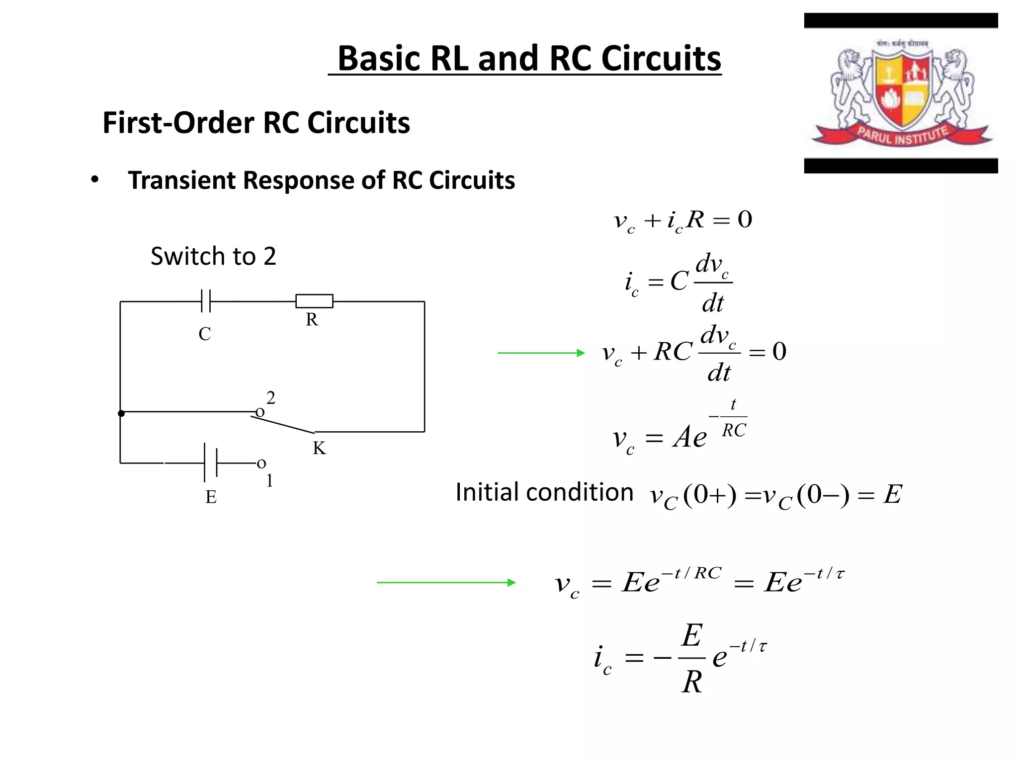 Time domain response in rc & rl circuits | PPTX