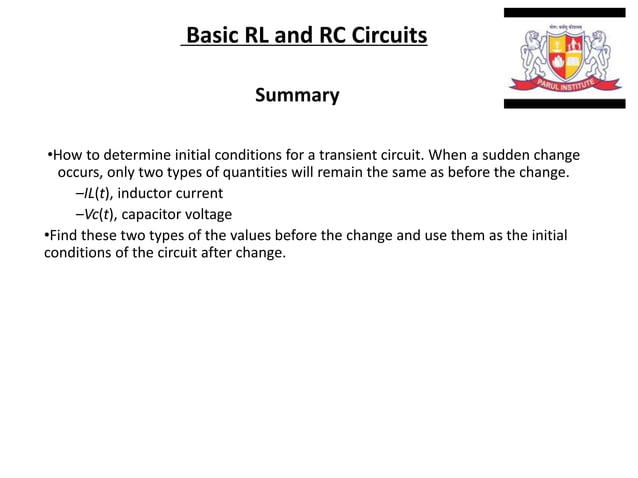 Time domain response in rc & rl circuits | PPTX