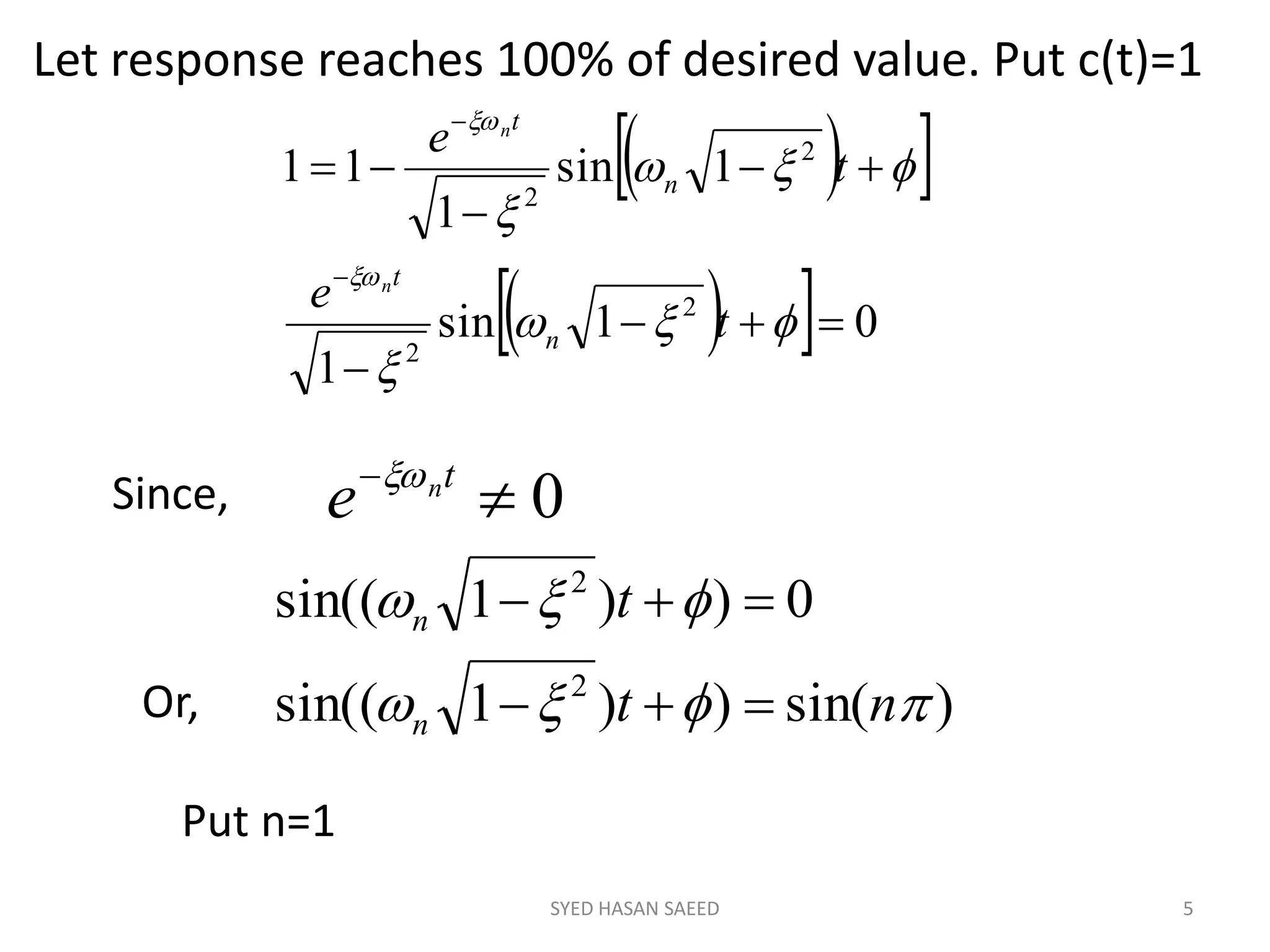 Time domain specifications of second order system | PDF