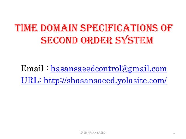 Time domain specifications of second order system | PDF