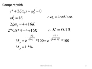 Time domain specifications of second order system | PDF