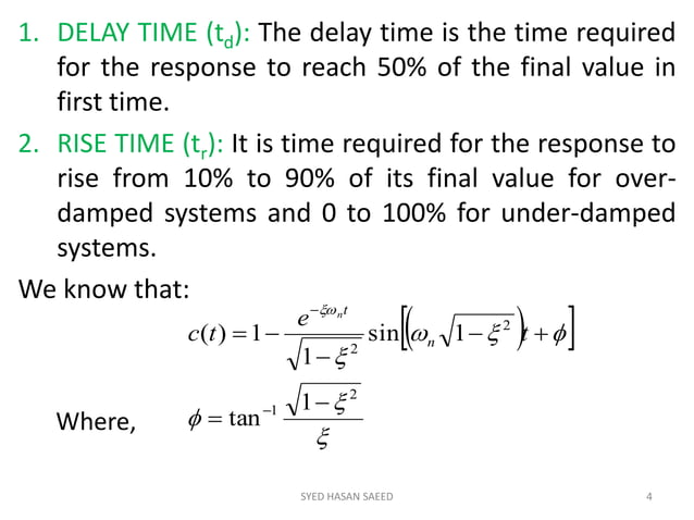 Time domain specifications of second order system | PPT