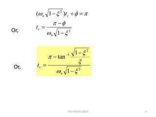 Time domain specifications of second order system | PDF